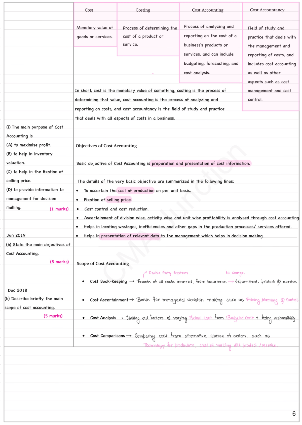 Cost Accounting Notes| Paper 8 | CMA Inter | CMA Junction (PDF) – CMA ...